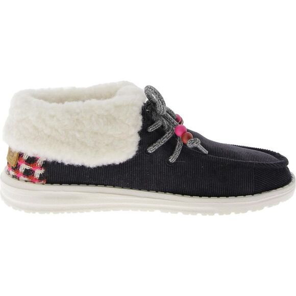 Hey Dude | Shoes | Hey Dude Womens Britt Black Canvas Faux Fur Flat ...